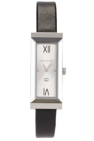 Gucci G Frame Watch - Stainless Steel & Black Leather