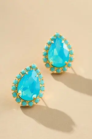 THE PINK REEF Pear Stud Earrings - Sky