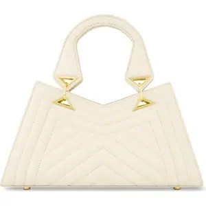 Mac Duggal Quilted Napa Leather Handbag - Ecru