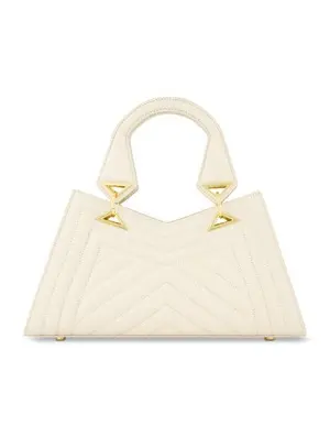 Mac Duggal Quilted Napa Leather Handbag - Ecru
