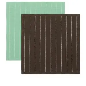 HAY Canteen Dish Cloth Set Of 2 - Emerald/chocolate Pinstripe