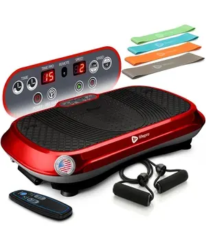 LIFEPRO Vibration Plate Machine – Whole Body Workout W/ Loop Bands For Weight Loss & Toning - Red