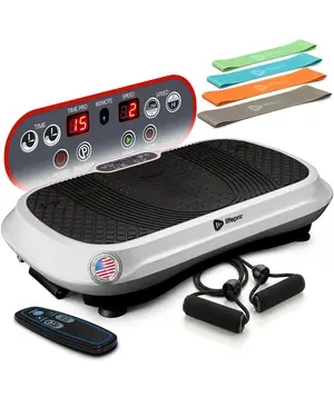 LIFEPRO Vibration Plate Machine – Whole Body Workout W/ Loop Bands For Weight Loss & Toning - White