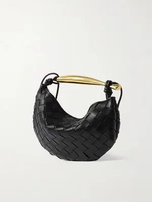 Bottega Veneta Sardine Mini Intrecciato Leather Shoulder Bag - Black