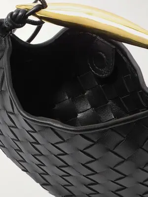 Bottega Veneta Sardine Mini Intrecciato Leather Shoulder Bag - Black