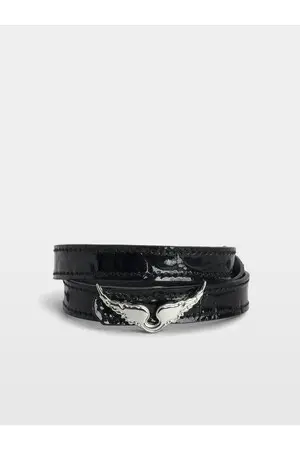 Zadig&Voltaire Rock Croco Leather Bracelet - Black