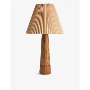 SOHO HOME Facet Fluted Solid Oak Table Lamp 70cm - One-color