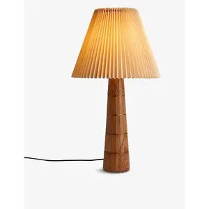 SOHO HOME Facet Fluted Solid Oak Table Lamp 70cm