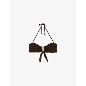 REISS Carina Bandeau Bikini Top - Chocolate