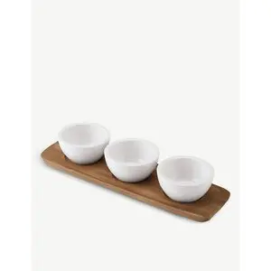 VILLEROY & BOCH Artesano Original Porcelain And Wood Dip Bowl Set - One-color