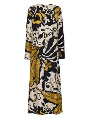 La DoubleJ Graphic-print Silk Midi Dress - White