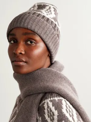 Arch4 Lorenz Fair Isle Cashmere Beanie - Brown