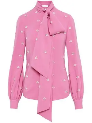 Oscar De La Renta Pearl Cabochon Blouse