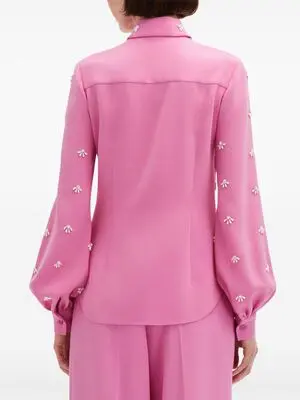 Oscar De La Renta Pearl Cabochon Blouse