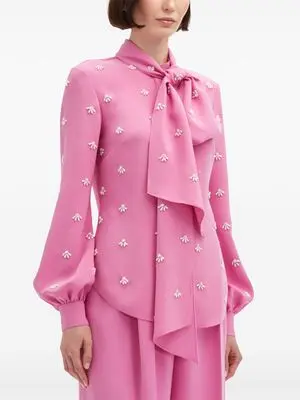 Oscar De La Renta Pearl Cabochon Blouse