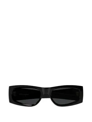 Saint Laurent Logo-plaque Rectangle Sunglasses - Black