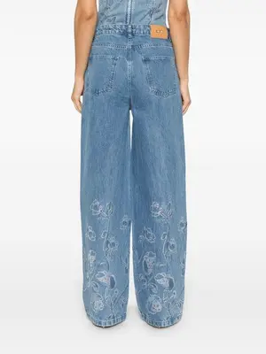 ROTATE BY BIRGER CHRISTENSEN Rhinestoned Wide-leg Jeans