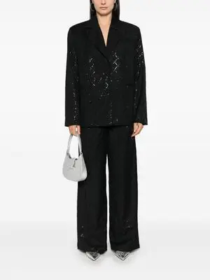 ROTATE BY BIRGER CHRISTENSEN Sequinned Wide-leg Trousers
