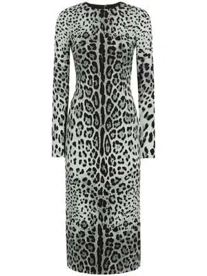 Dolce & Gabbana Leopard Print Midi Dress - Grey