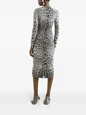 Dolce & Gabbana Leopard Print Midi Dress - Grey