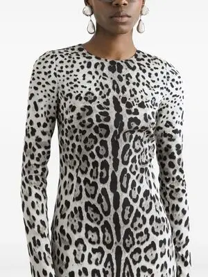 Dolce & Gabbana Leopard Print Midi Dress - Grey