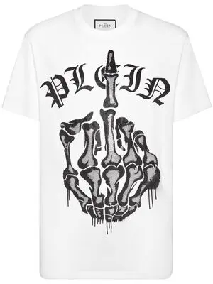 Philipp Plein Rhinestone-embellished Cotton T-shirt - White