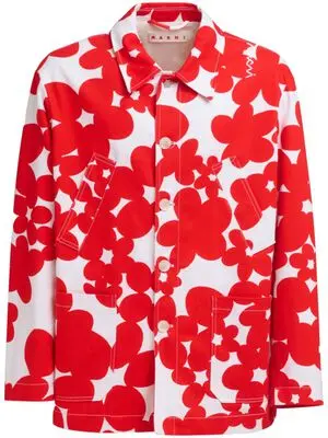 Marni Floral-print Cotton Jacket - Red