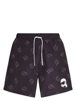 Karl Lagerfeld Ikon All-over-print Swim Shorts - Black