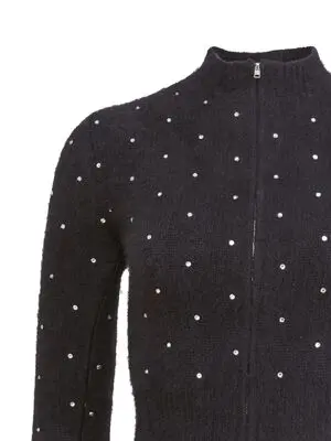 FLEUR DU MAL Embellished Zip-up Cardigan - Black