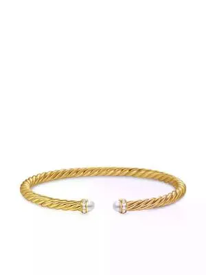David Yurman 18kt Yellow Cablespira Pearl And Diamonds Bracelet - Gold
