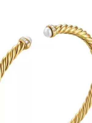 David Yurman 18kt Yellow Cablespira Pearl And Diamonds Bracelet - Gold
