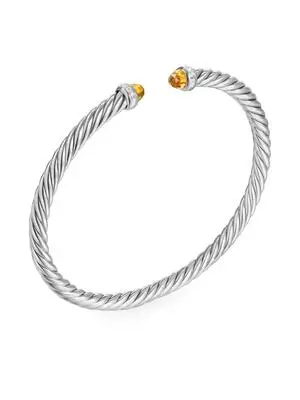 David Yurman Cablespira Citrine And Diamond Bracelet - Silver