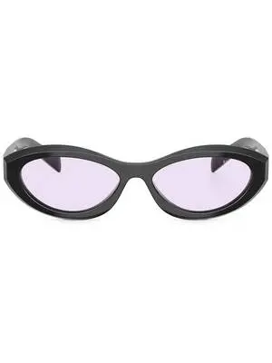 Prada Triangle Logo Oval Sunglasses - Black