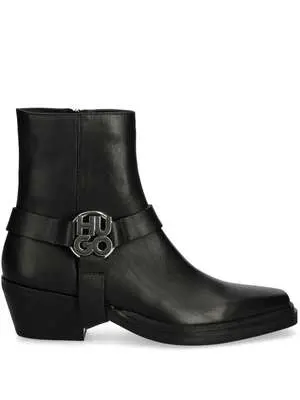 Hugo 50mm Logo Plaque Biker Boots