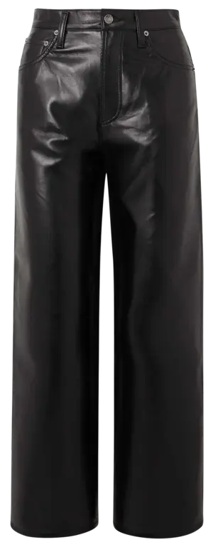 AGOLDE Ren Cropped Leather Pants - Black