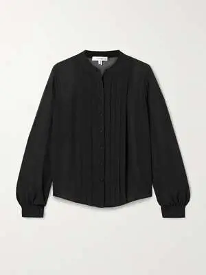 FRAME Bead-embellished Silk Crepe De Chine Blouse