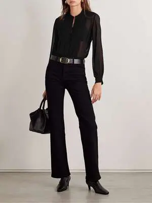 FRAME Bead-embellished Silk Crepe De Chine Blouse