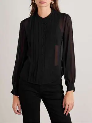 FRAME Bead-embellished Silk Crepe De Chine Blouse