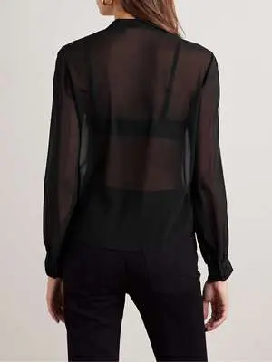 FRAME Bead-embellished Silk Crepe De Chine Blouse