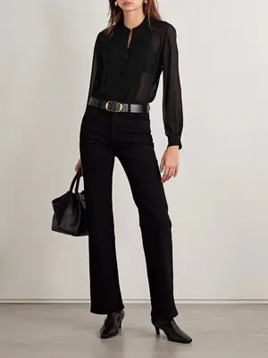 FRAME Bead-embellished Silk Crepe De Chine Blouse