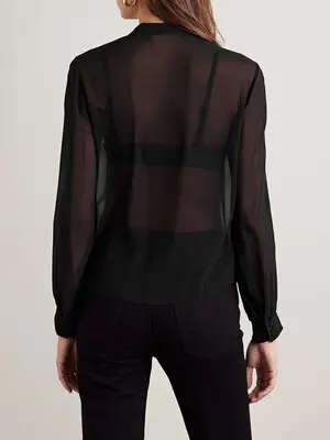 FRAME Bead-embellished Silk Crepe De Chine Blouse