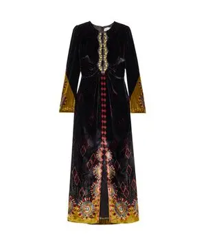 Saloni Jinx C Silk-trimmed Printed Velvet Midi Dress