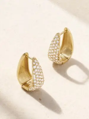 JENNIFER MEYER Mini Elongated Teardrop 18-karat Diamond Hoop Earrings