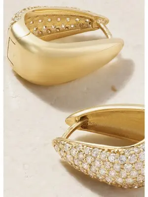 JENNIFER MEYER Mini Elongated Teardrop 18-karat Diamond Hoop Earrings