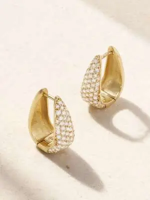 JENNIFER MEYER Mini Elongated Teardrop 18-karat Diamond Hoop Earrings