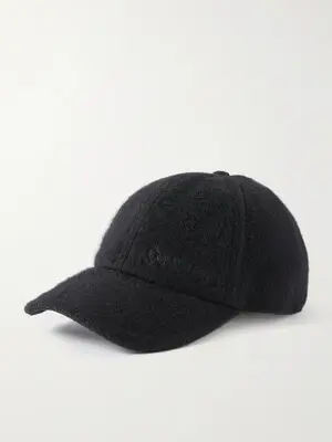 Saint Laurent Embroidered Brushed-cashmere Baseball Cap - Black