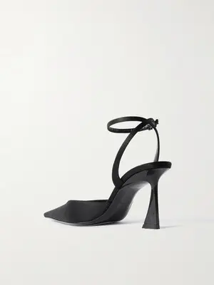 Saint Laurent Aimee Leather-trimmed Satin Pumps