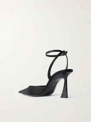 Saint Laurent Aimee Leather-trimmed Satin Pumps