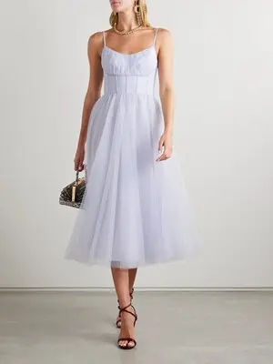 Zimmermann Pleated Tulle Midi Dress