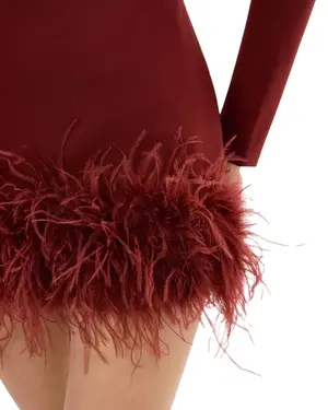 LAMARQUE Bahira Feathered Dress - Syrah